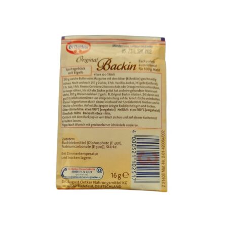 Dr. Oetker Original Backin Baking Powder from Germany - (3-pack ...